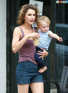 Keri russell with her son