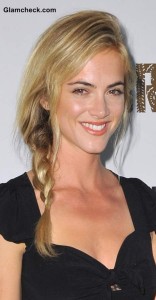 Emily Wickersham Sports Side Braid at “The Bridge” Premiere